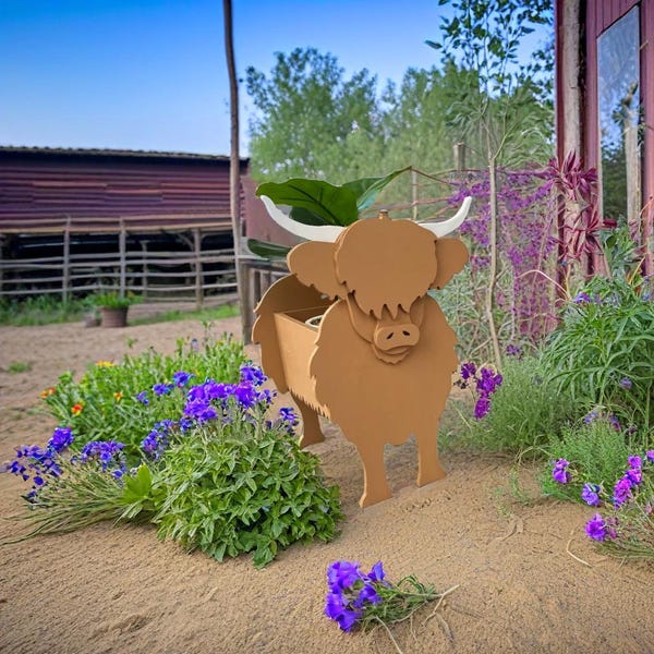 Wooden Cow Planter - Etsy