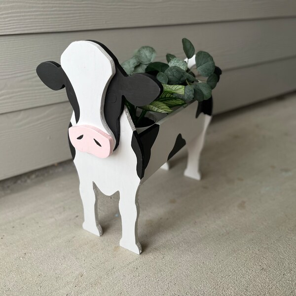 Wooden Cow Planter - Etsy