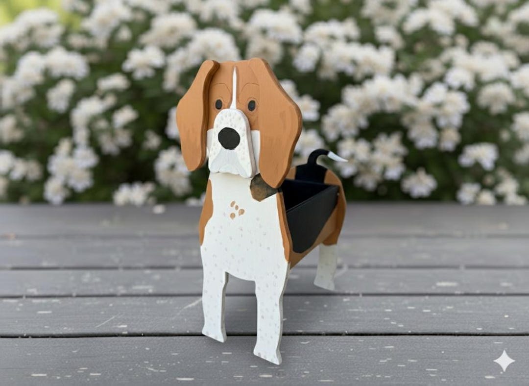 Custom Beagle Planter – Handmade Wooden Pet Memorial, Garden Décor ...