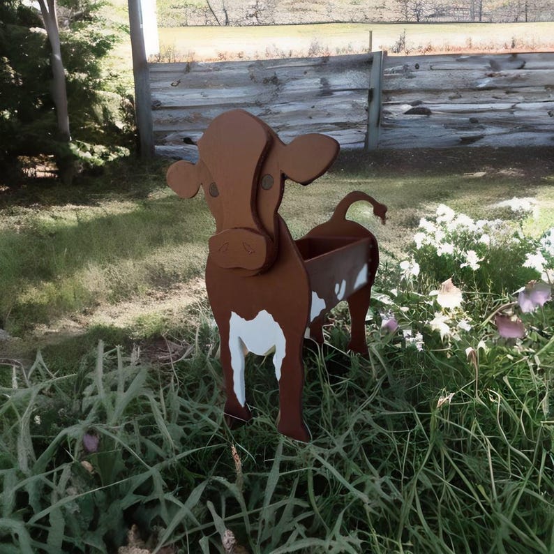 Custom Cow Planter – Handmade Wooden Pet Memorial, Garden Décor, Gift ...