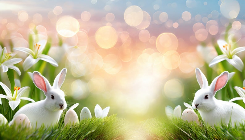 Digital Easter Background, Easter Scene, Easter Bunny, Easter Baby ...