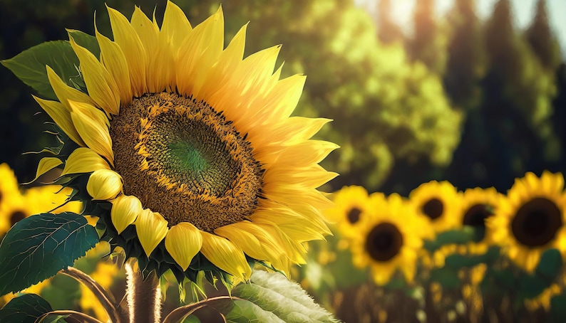 Sunflower Field Digital Background, Wall Art. Summer, Sunflowers ...