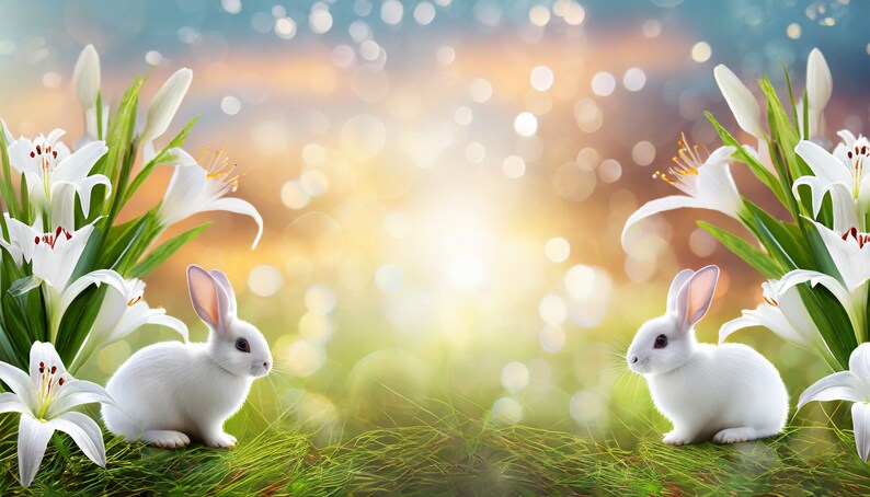 Digital Easter Background, Easter Scene, Easter Bunny, Easter Baby ...