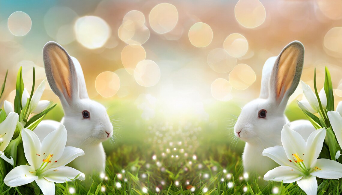 Digital Easter Background, Easter Scene, Easter Bunny, Easter Baby ...