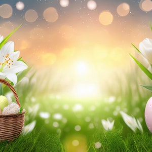 Digital Easter Background, Easter Scene, Easter Bunny, Easter Baby ...
