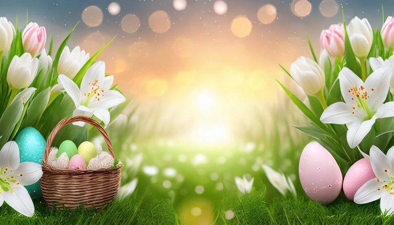 Digital Easter Background, Easter Scene, Easter Bunny, Easter Baby ...
