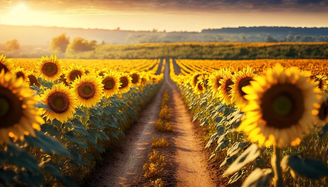Sunflower Field Digital Background, Wall Art. Summer, Sunflowers ...