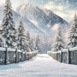 8 Winter Scenes, Wall Art, Christmas Background, Whimsical Winter ...