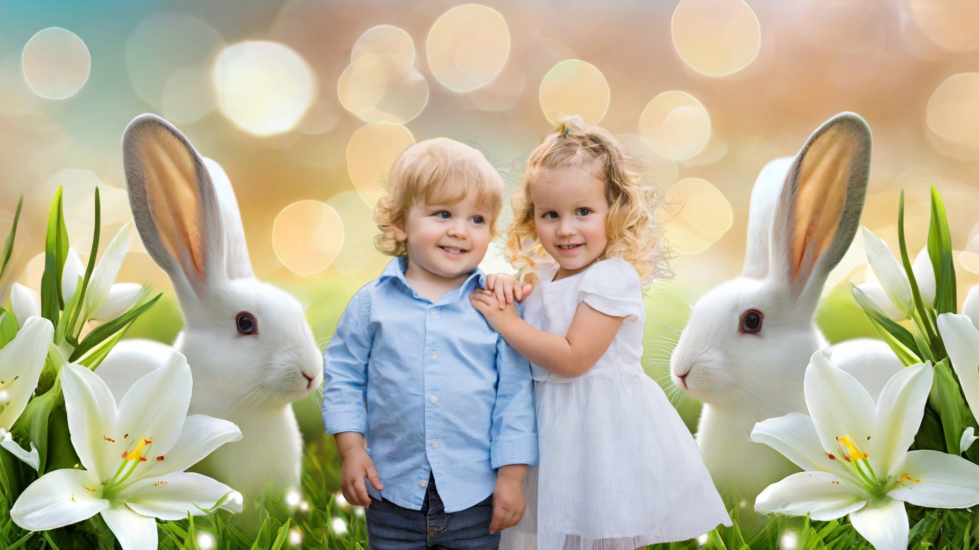 Digital Easter Background, Easter Scene, Bunny, Baby Chicks, Photoshop ...