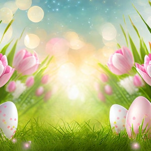 Digital Easter Background, Easter Scene, Easter Bunny, Easter Baby ...