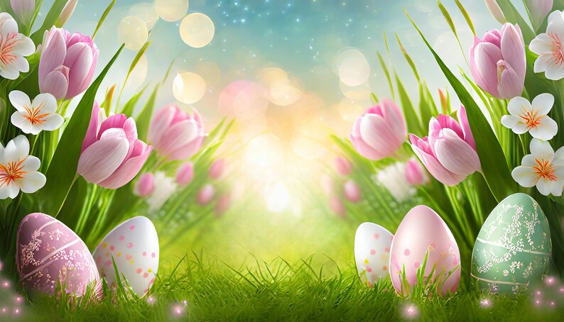 Digital Easter Background, Easter Scene, Easter Bunny, Easter Baby ...
