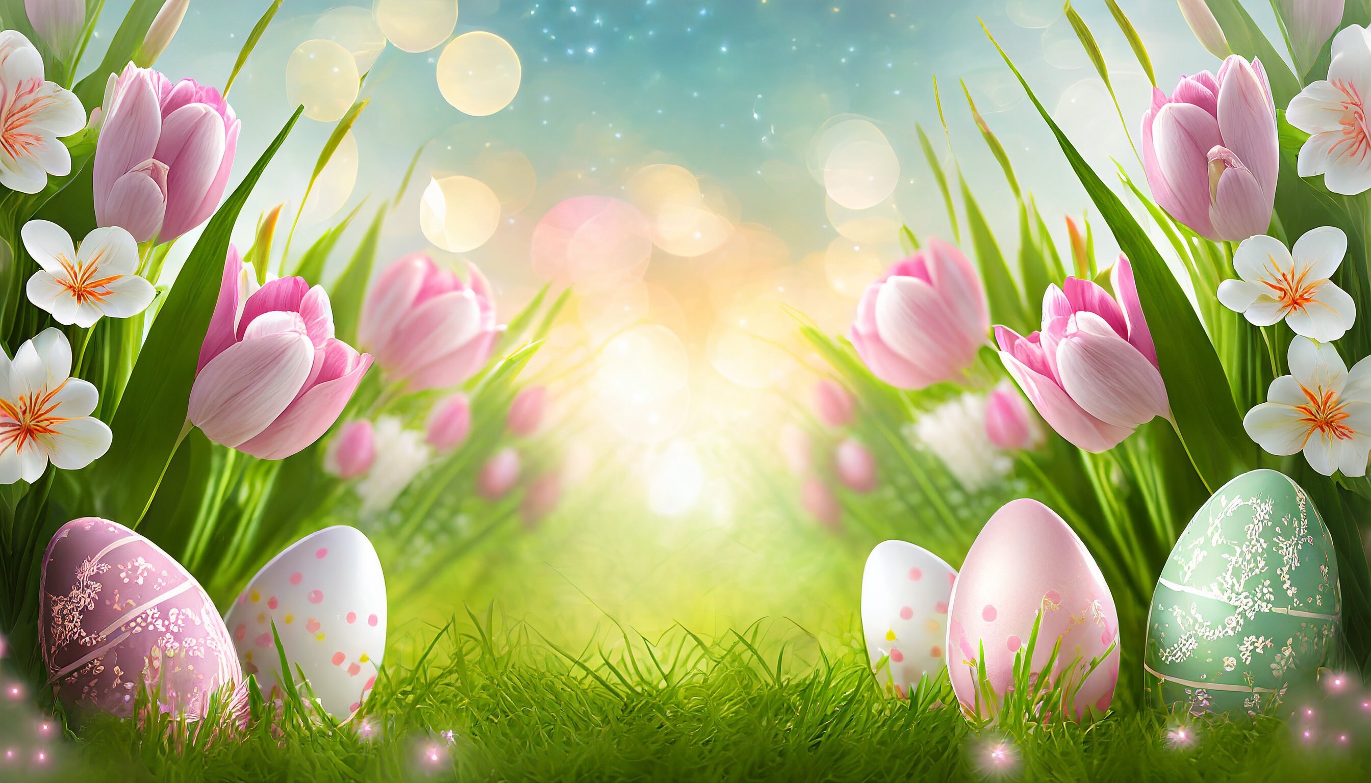 Digital Easter Background, Easter Scene, Easter Bunny, Easter Baby ...