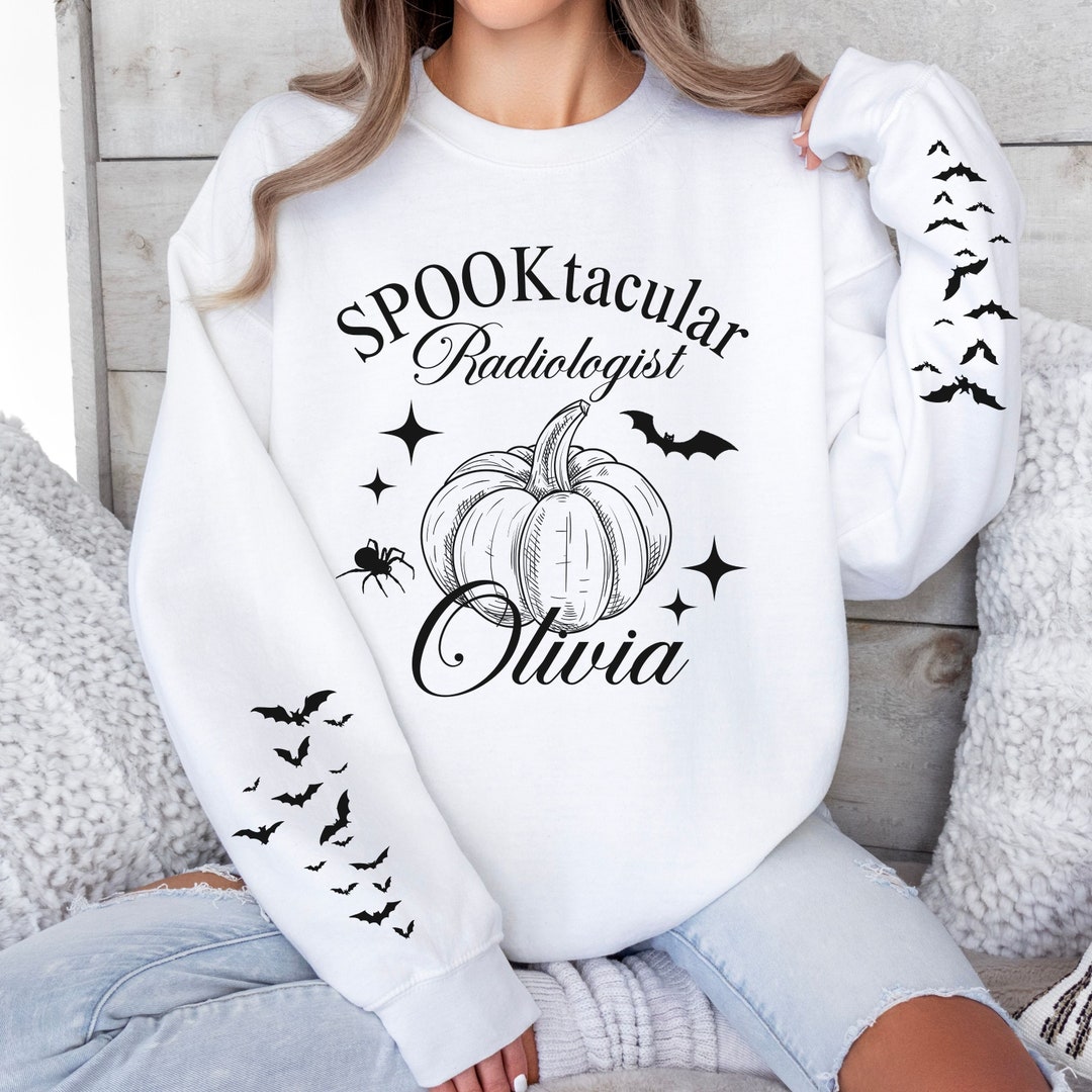 Spooktacular Radiologist Halloween Sweatshirt, Bats on Sleeves ...