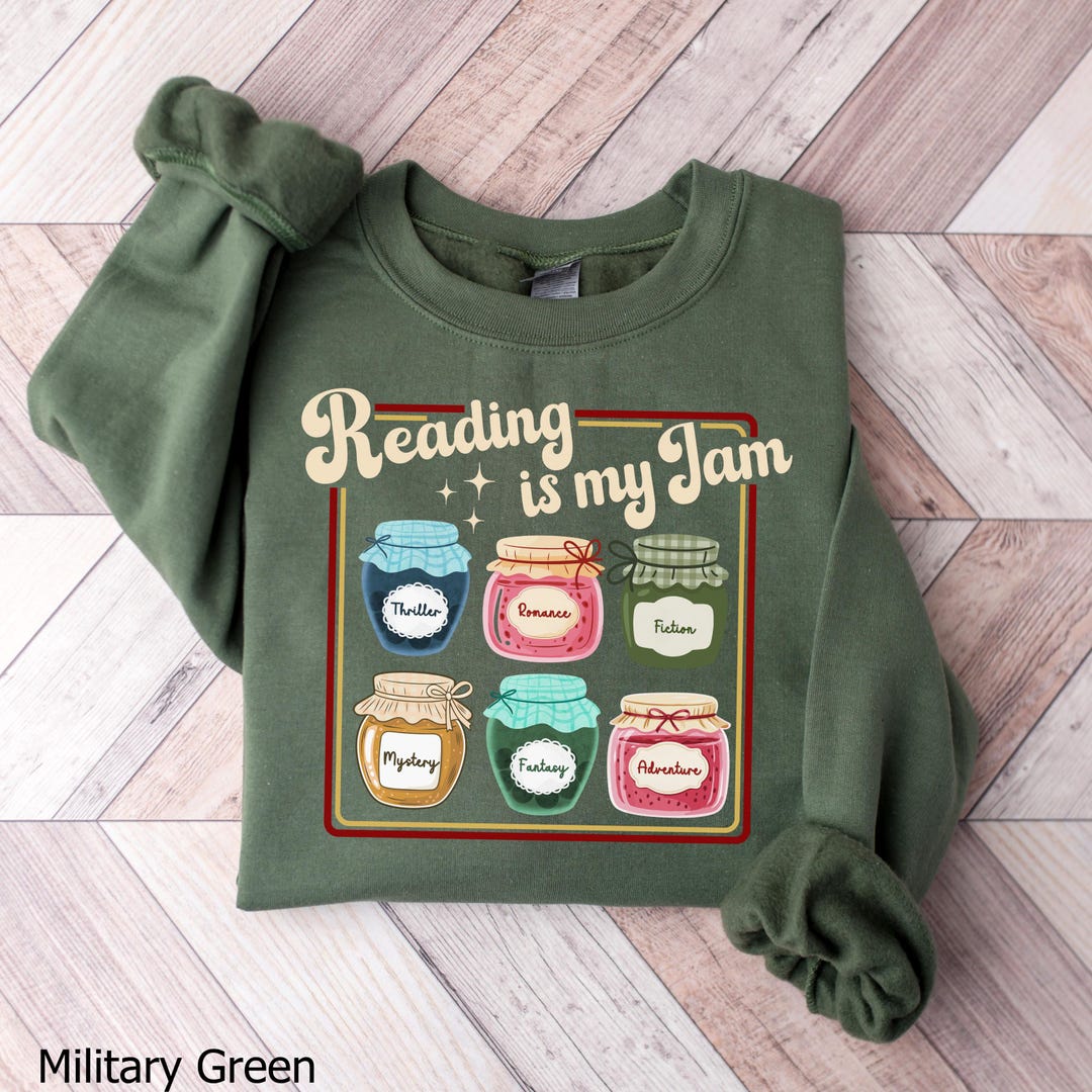 Reading is My Jam Reader Tshirt, Retro Bookworm Sweater, Book Lover ...