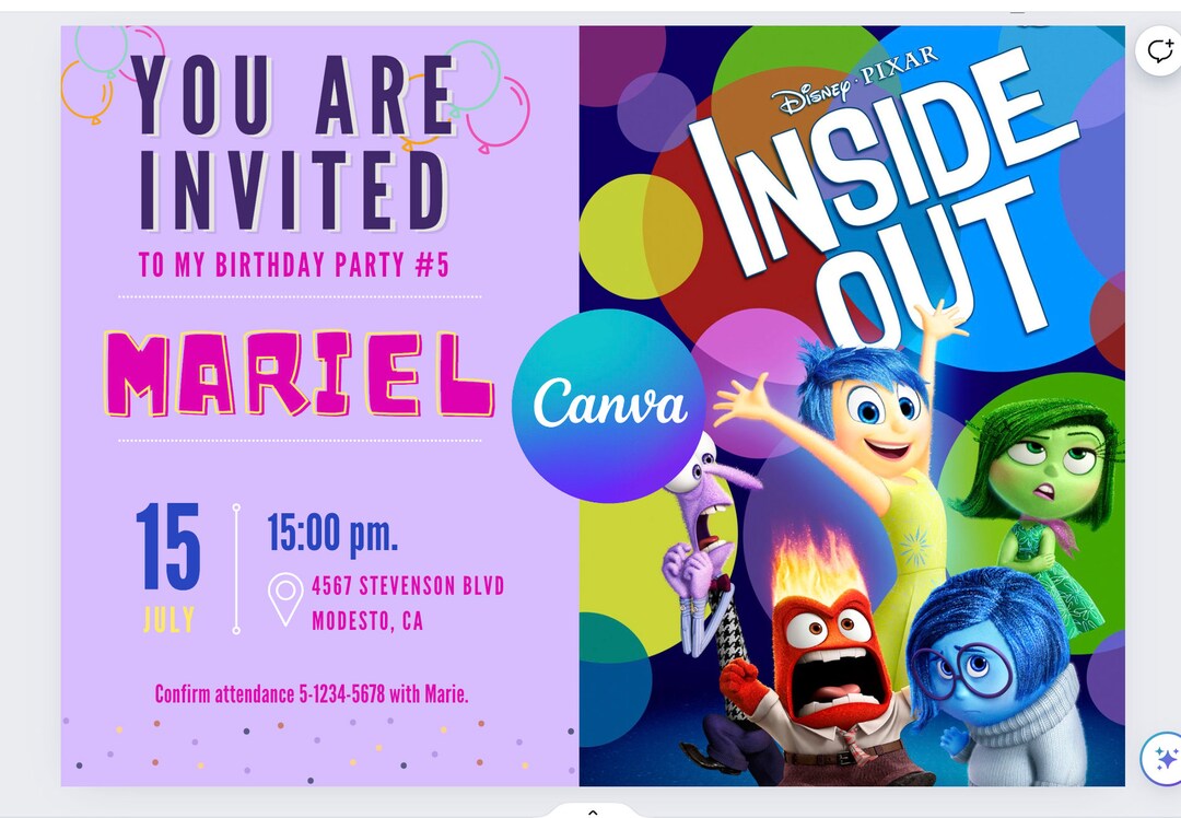 Invitation INSIDE OUT Birthday Party - Etsy