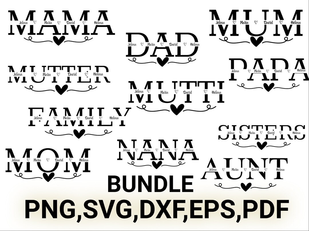 Customizable Mom SVG Bundle, Mama Split Names Frame Digital File ...