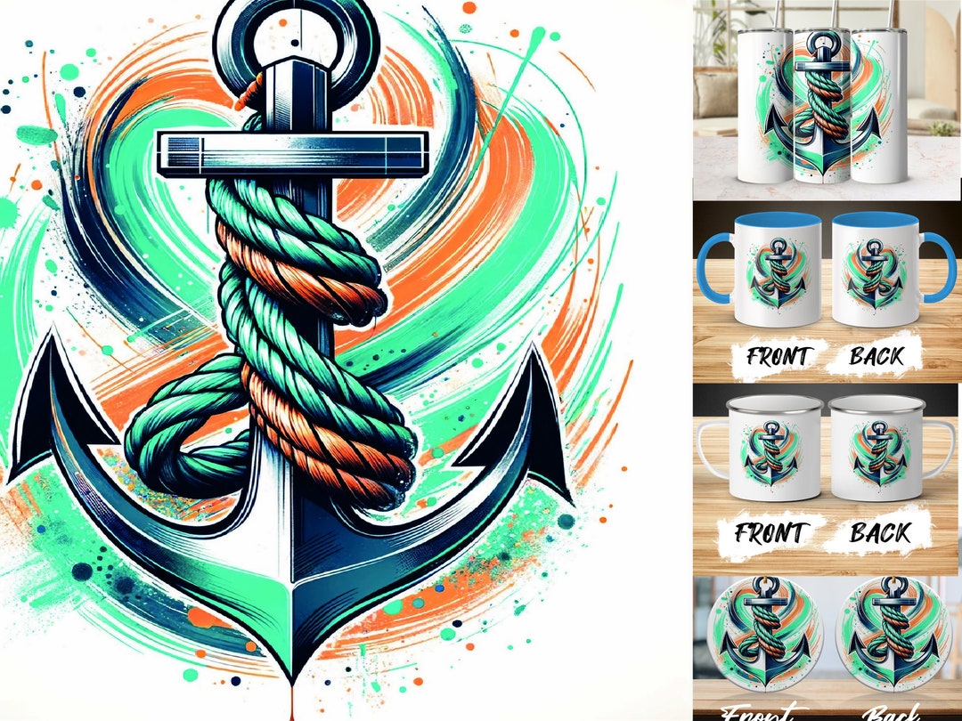 Nautical Anchor Digital Art Print, Splash Watercolor, Maritime Decor ...