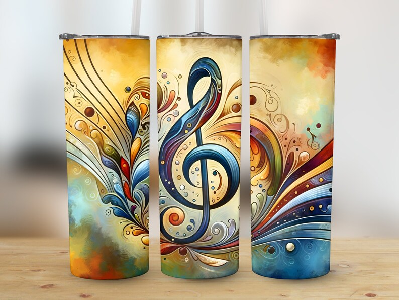 Stylized Treble Clef 20 Oz Skinny Tumbler Sublimation Design, Straight ...