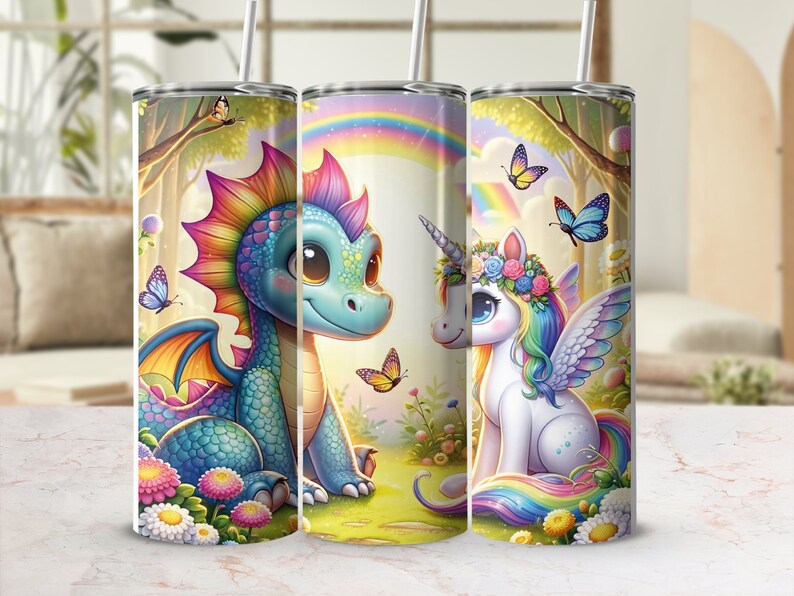 Cute Dragon and Unicorn Digital Art, Fantasy Creature Printable ...