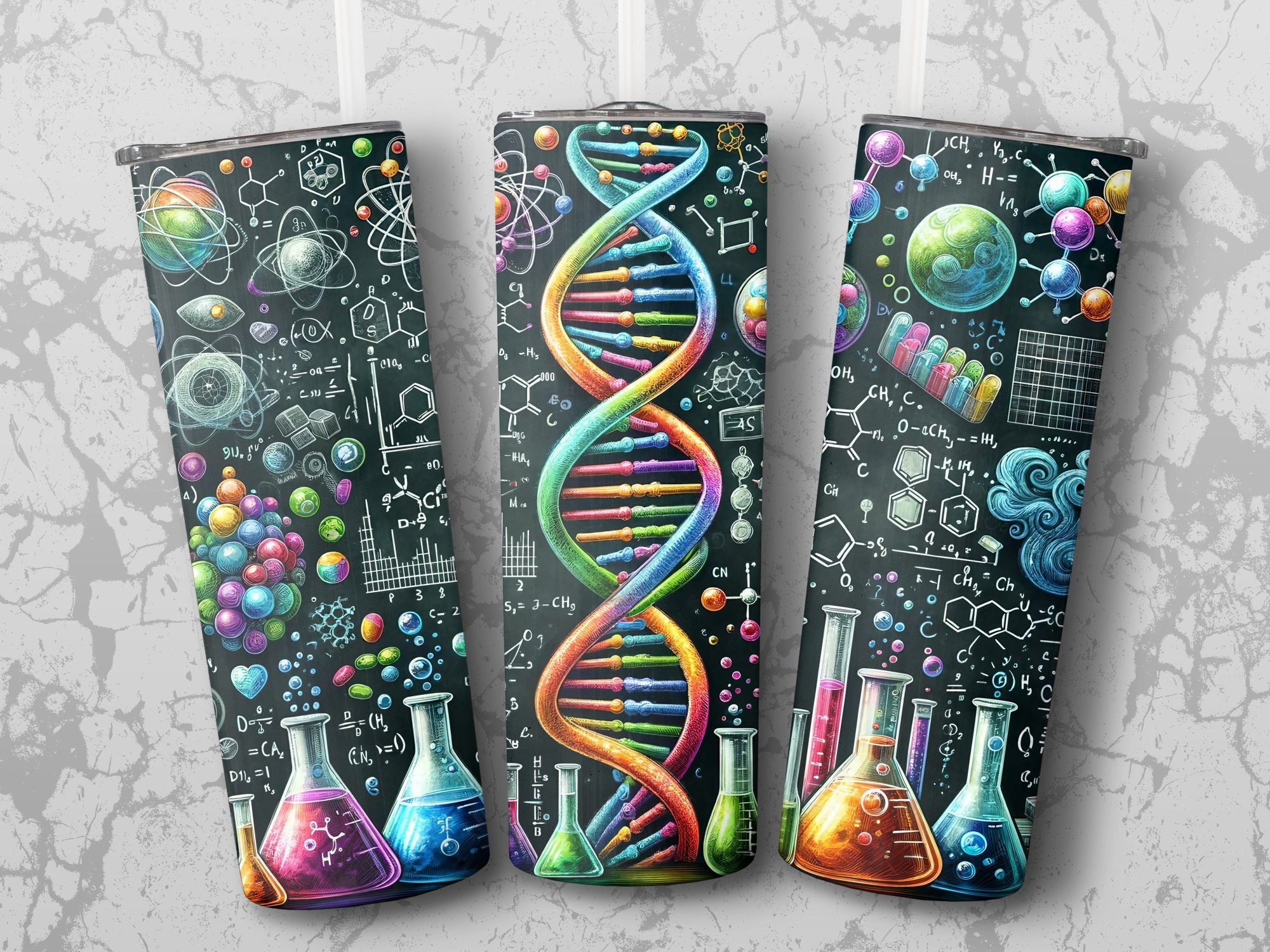 Science Chalkboard 20 Oz Skinny Tumbler Sublimation Design, Straight ...