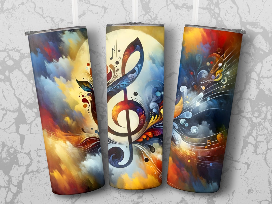 Stylized Treble Clef 20 Oz Skinny Tumbler Sublimation Design, Straight ...