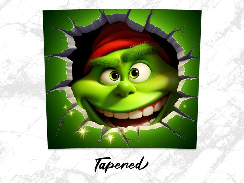 3D Grinch Peeking Through Wall Hole 20 Oz Skinny Tumbler Sublimation ...