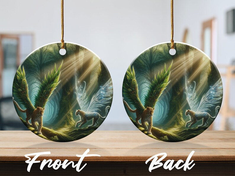 Enchanted Forest Light Rays Magical Leopards Fantasy Art Digital Print ...