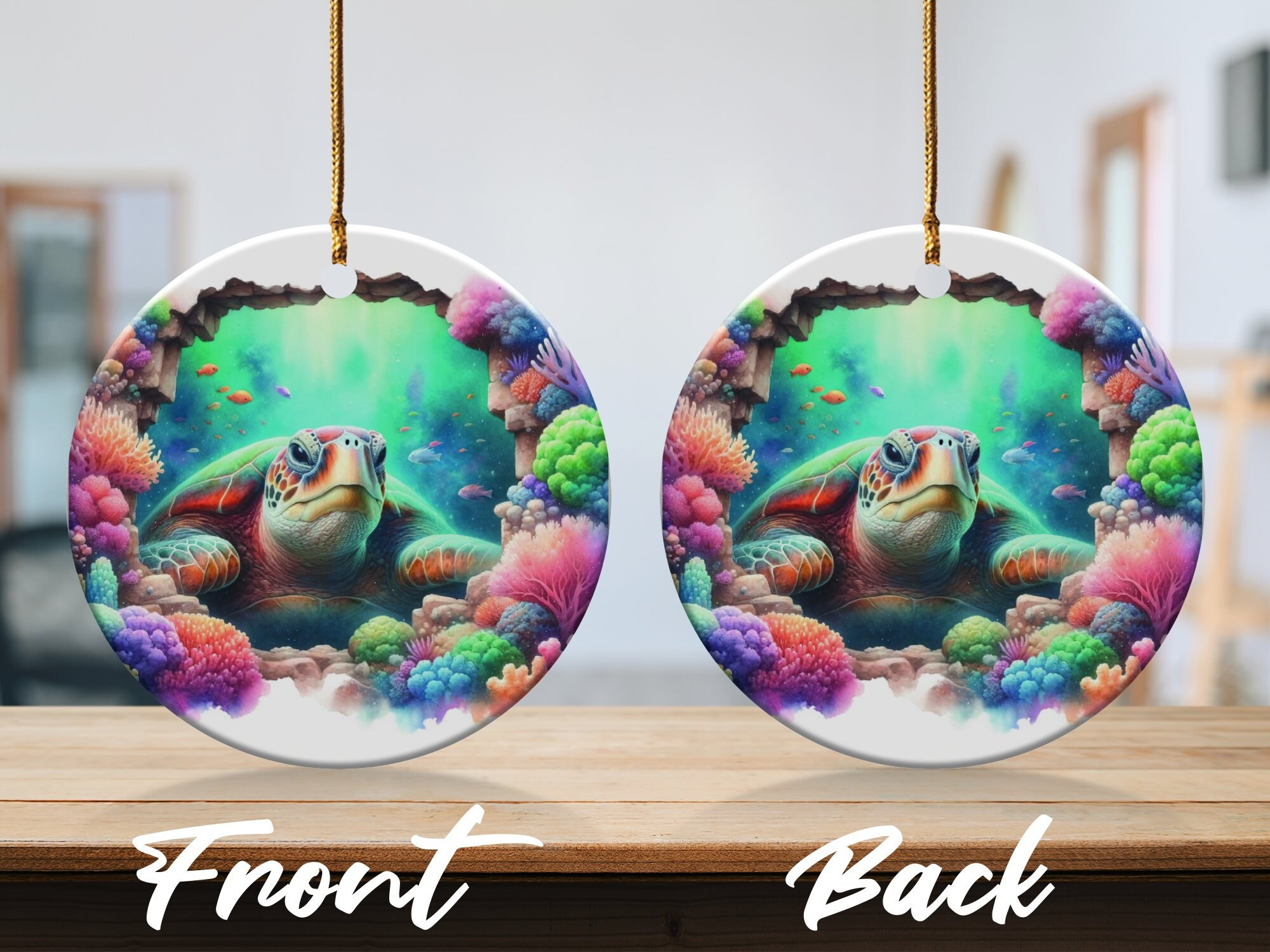 Colorful Sea Turtle Digital Print, Ocean Life Wall Art Download ...