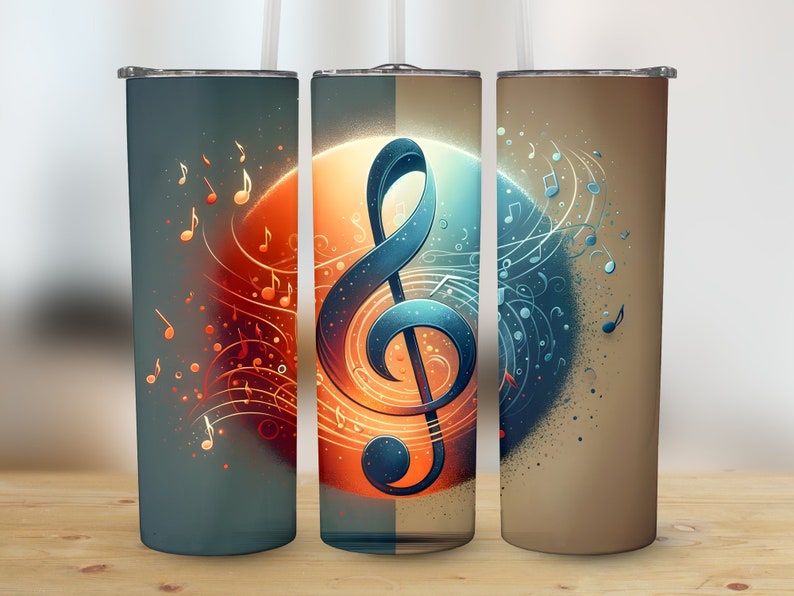 Stylized Treble Clef 20 Oz Skinny Tumbler Sublimation Design, Straight ...
