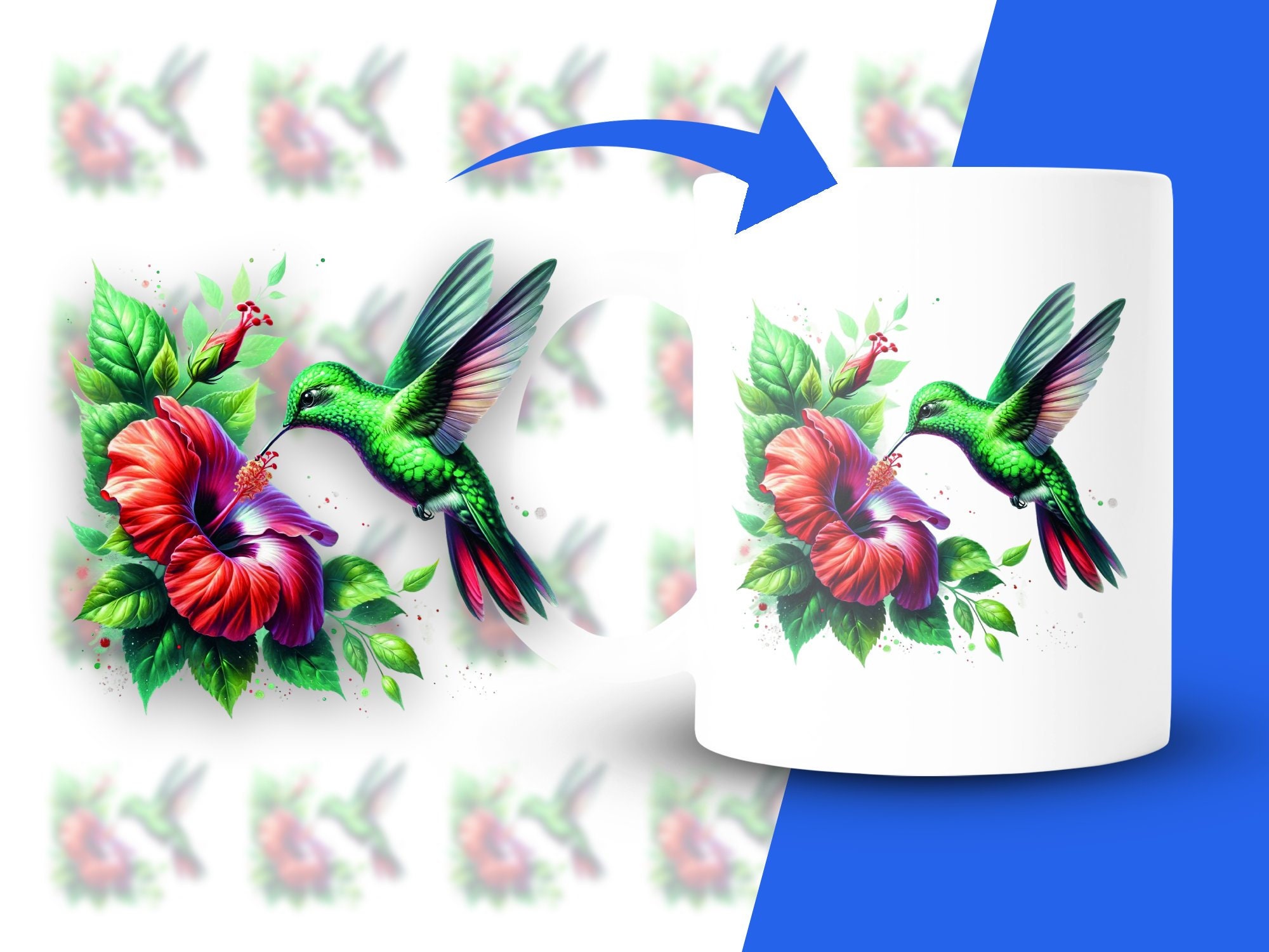 Hummingbird and Hibiscus Flower PNG, Vibrant Sublimation T-shirt Design ...