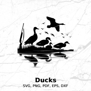 Flying Geese Silhouette SVG, Nature Scene Clipart, Bird Vector Files ...
