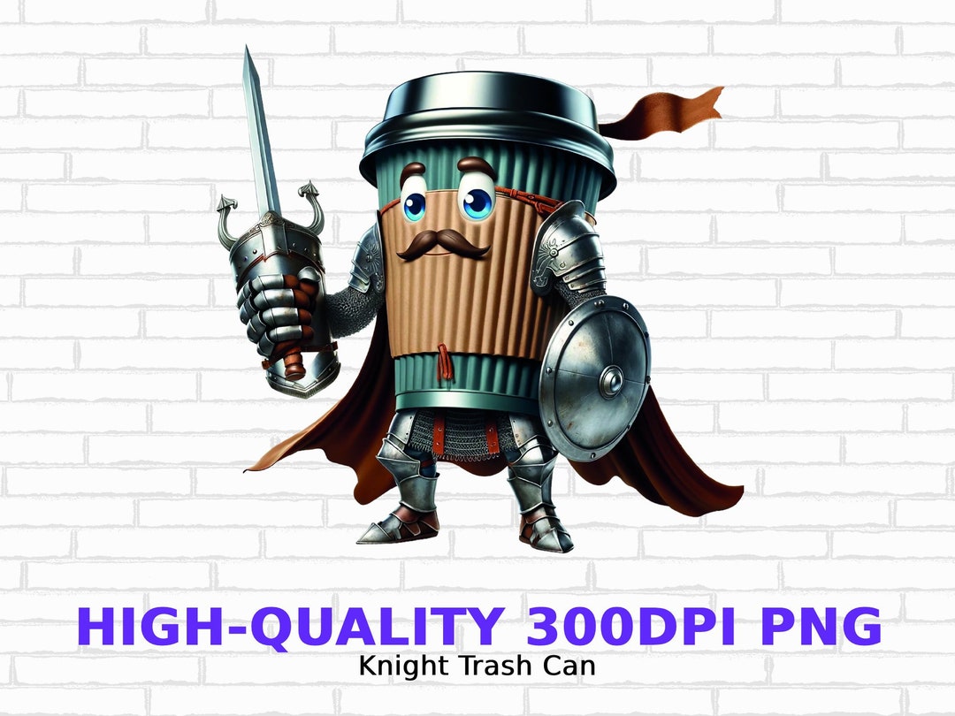 Trendy Knight Trash Can Digital PNG, Sublimation Design for T-shirts ...