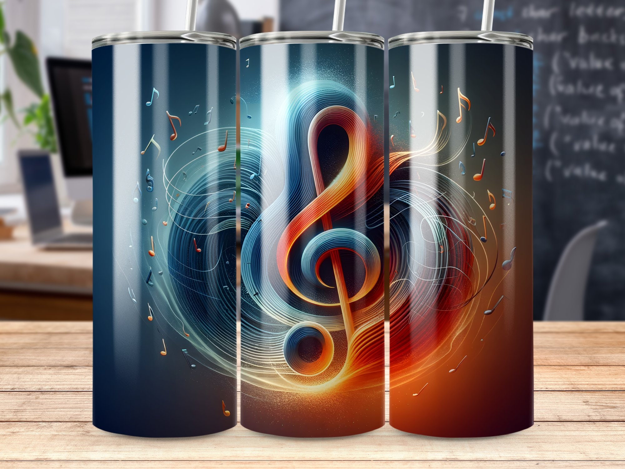 Stylized Treble Clef 20 Oz Skinny Tumbler Sublimation Design, Straight ...