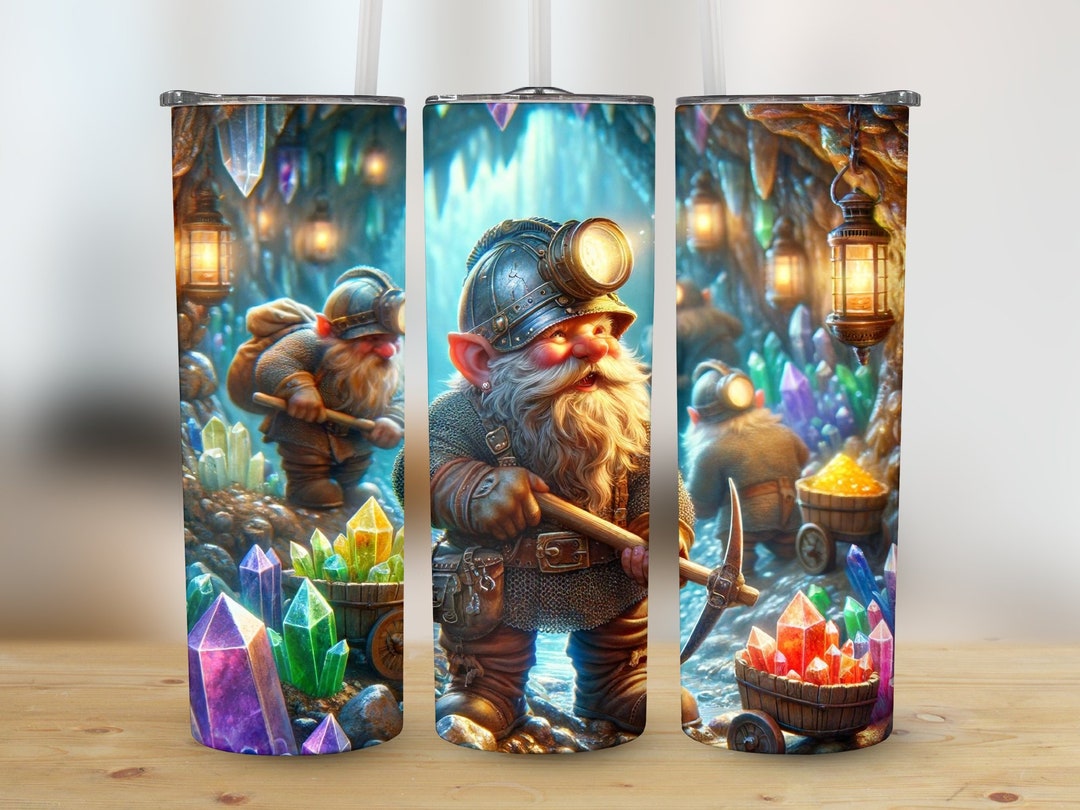 Fantasy Dwarf Miner 20 Oz Tumbler Design, Crystal Cave Sublimation Wrap ...