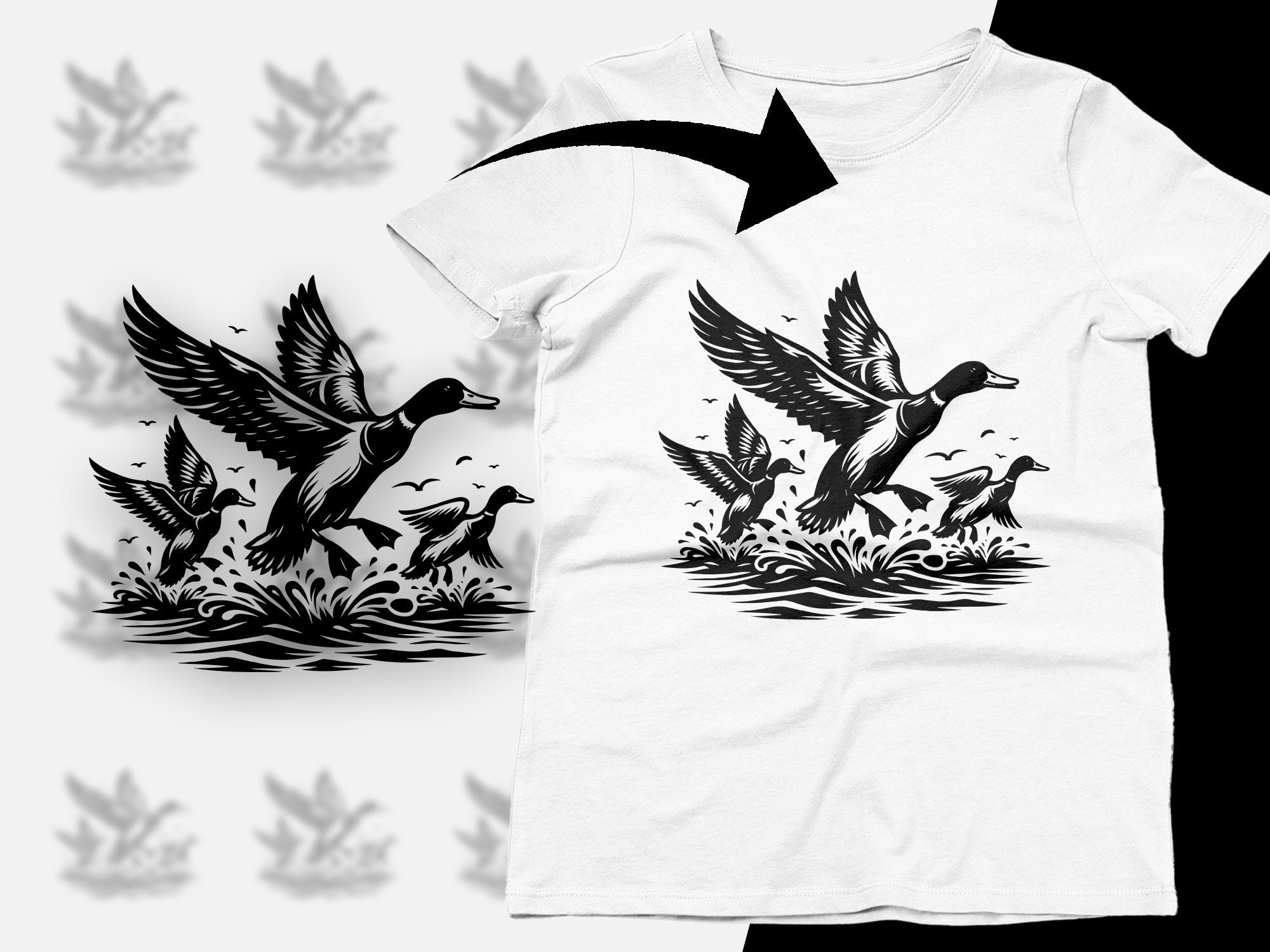 Flying Ducks Silhouette Vector Art, Digital Download for Crafters, Dxf ...
