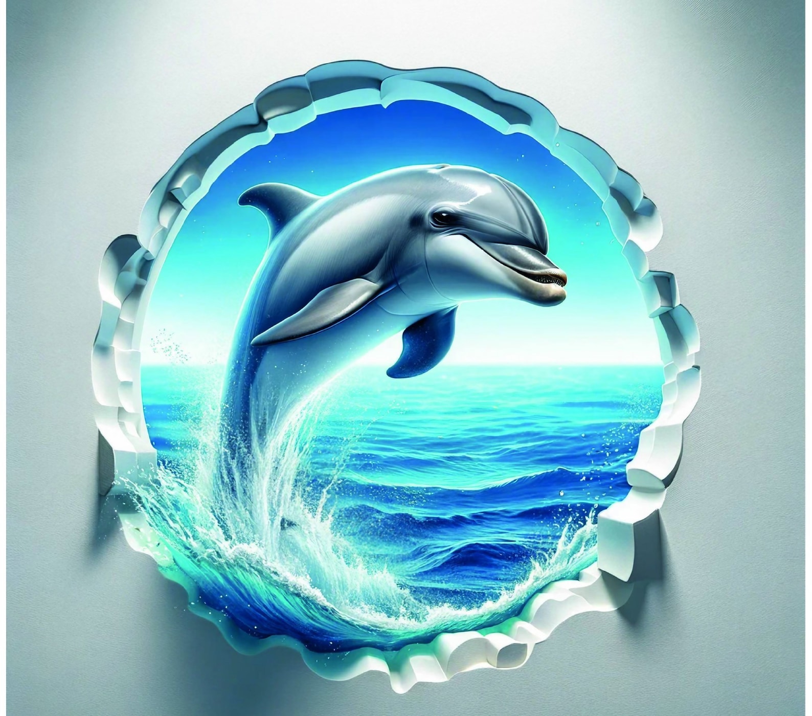 Dolphin Digital Art Printable, Ocean Scene Wall Decor, Blue Sea Life ...