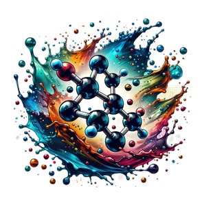 Vibrant Chemistry Molecule Art, Digital Clip Art Bundle, Instant ...