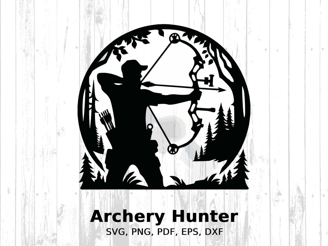 Hunter Silhouette Archery Digital Art, Forest Hunter SVG, Outdoor ...