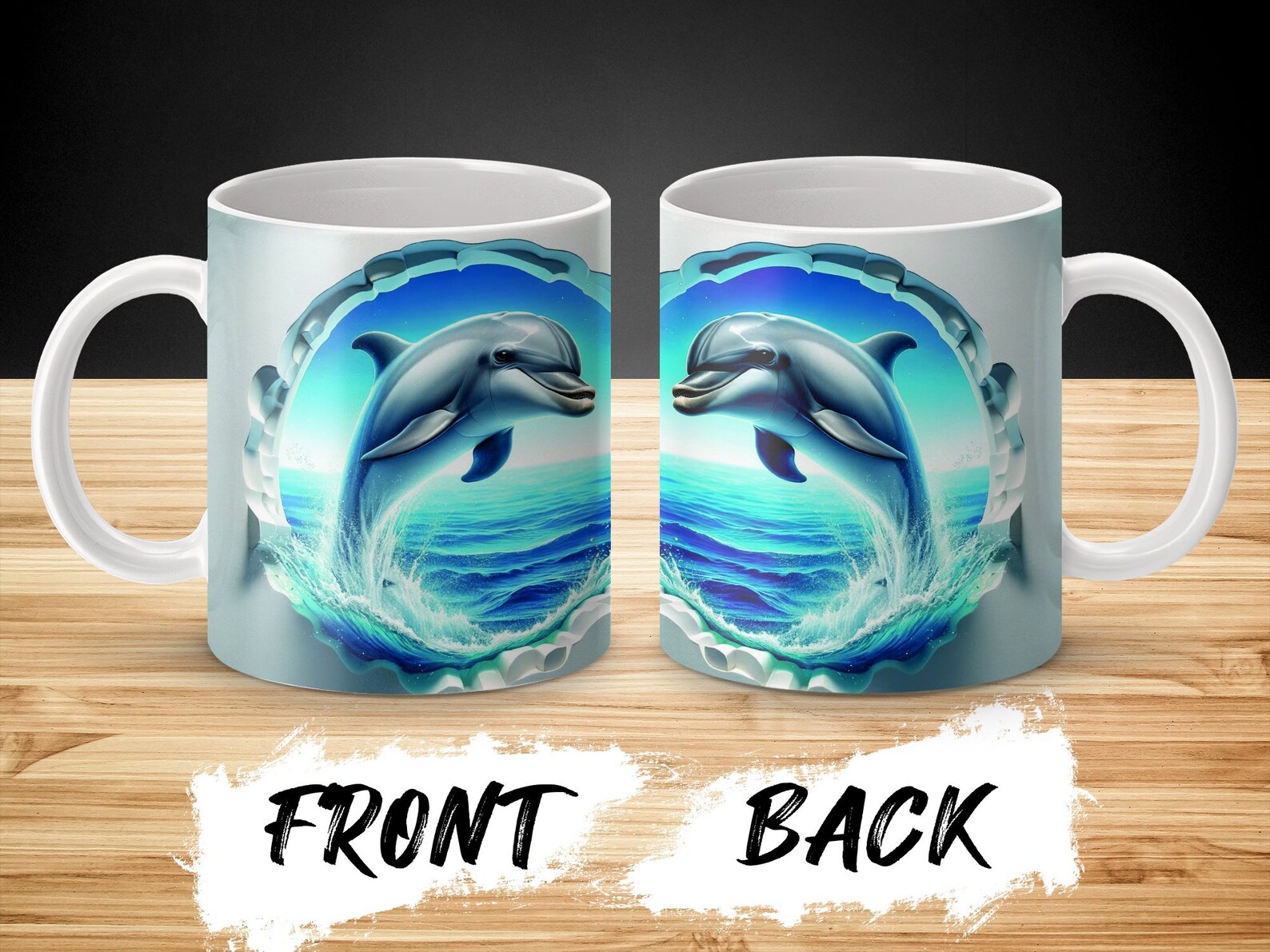 Dolphin Digital Art Printable, Ocean Scene Wall Decor, Blue Sea Life ...