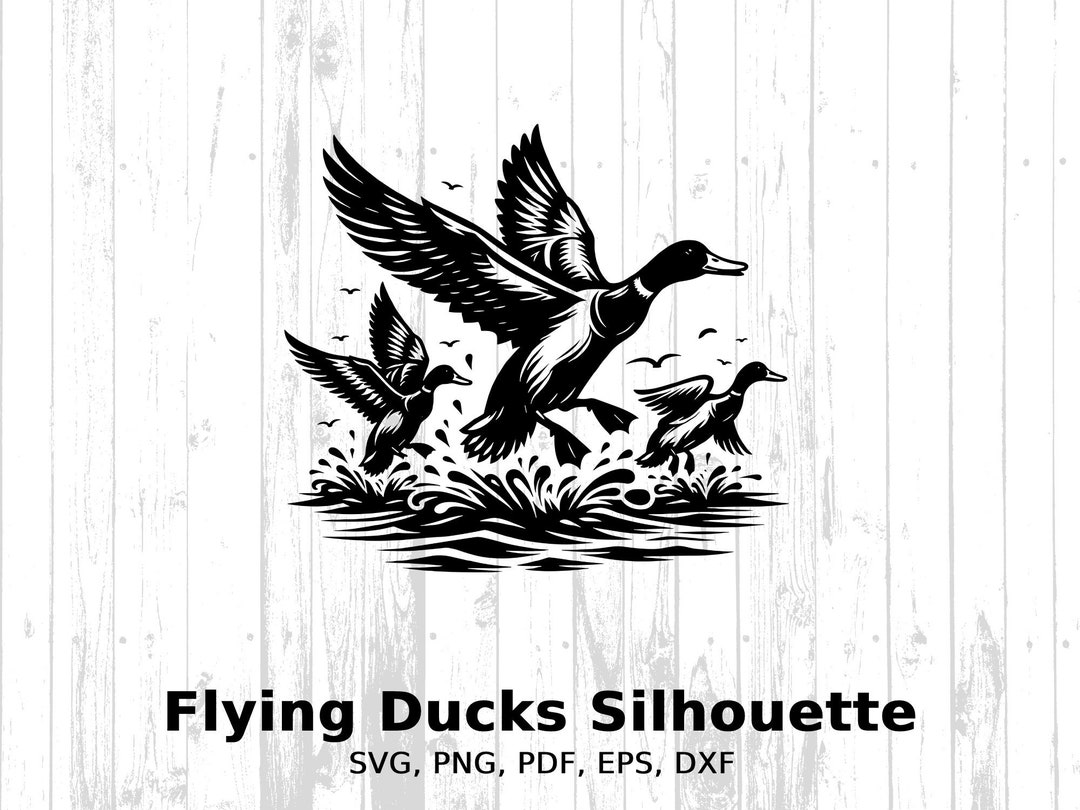 Flying Ducks Silhouette Vector Art, Digital Download for Crafters, Dxf ...