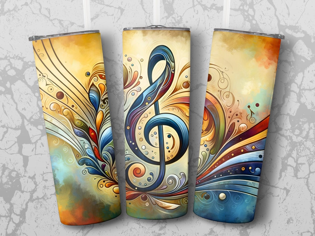 Stylized Treble Clef 20 Oz Skinny Tumbler Sublimation Design, Straight ...