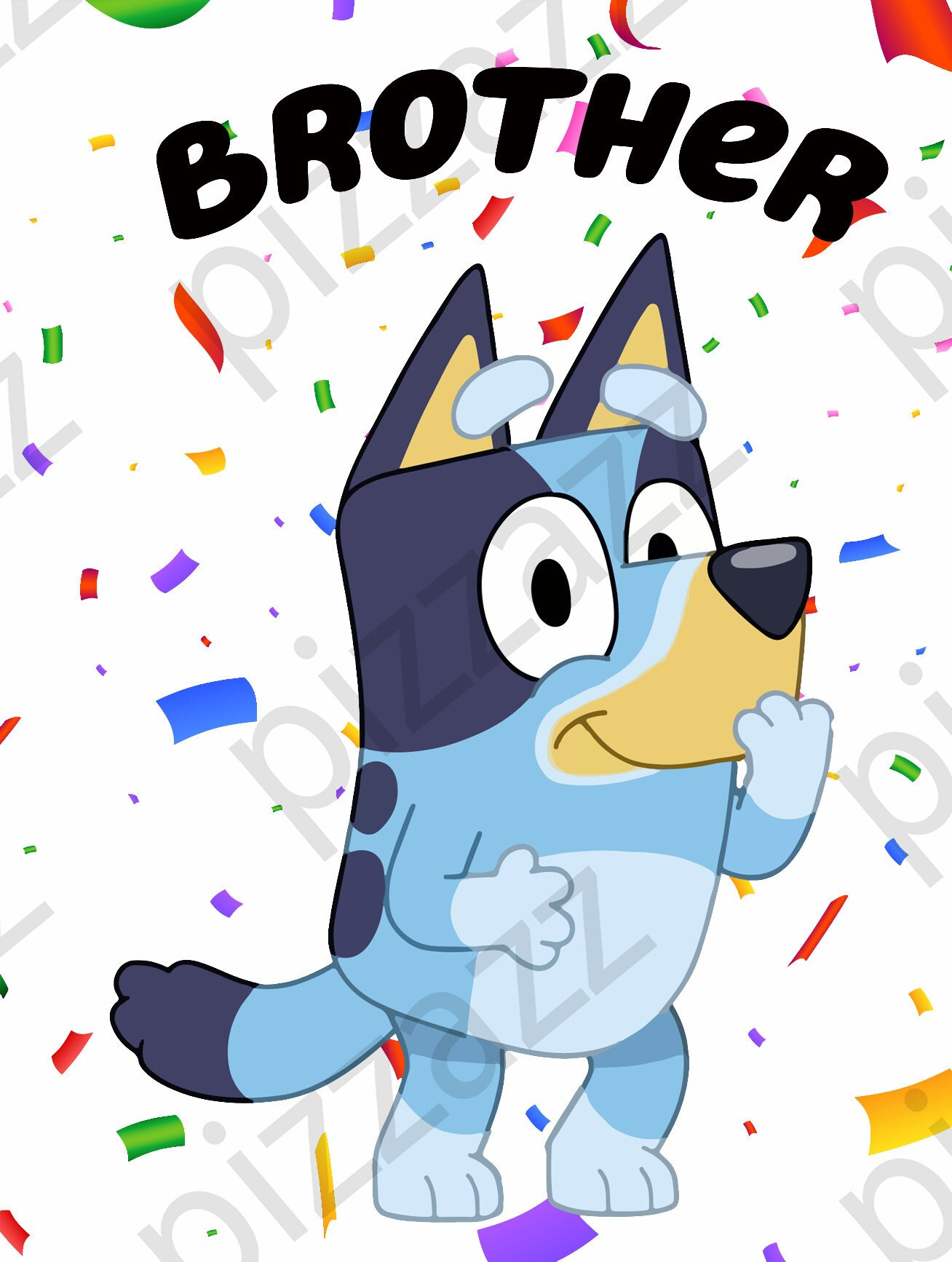 Digital Download Bluey Brother With Confetti - Etsy