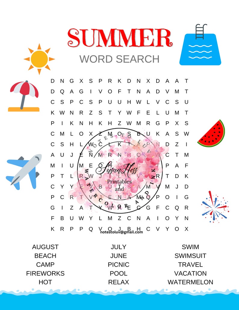 Spring and Summer Wordsearch - Etsy