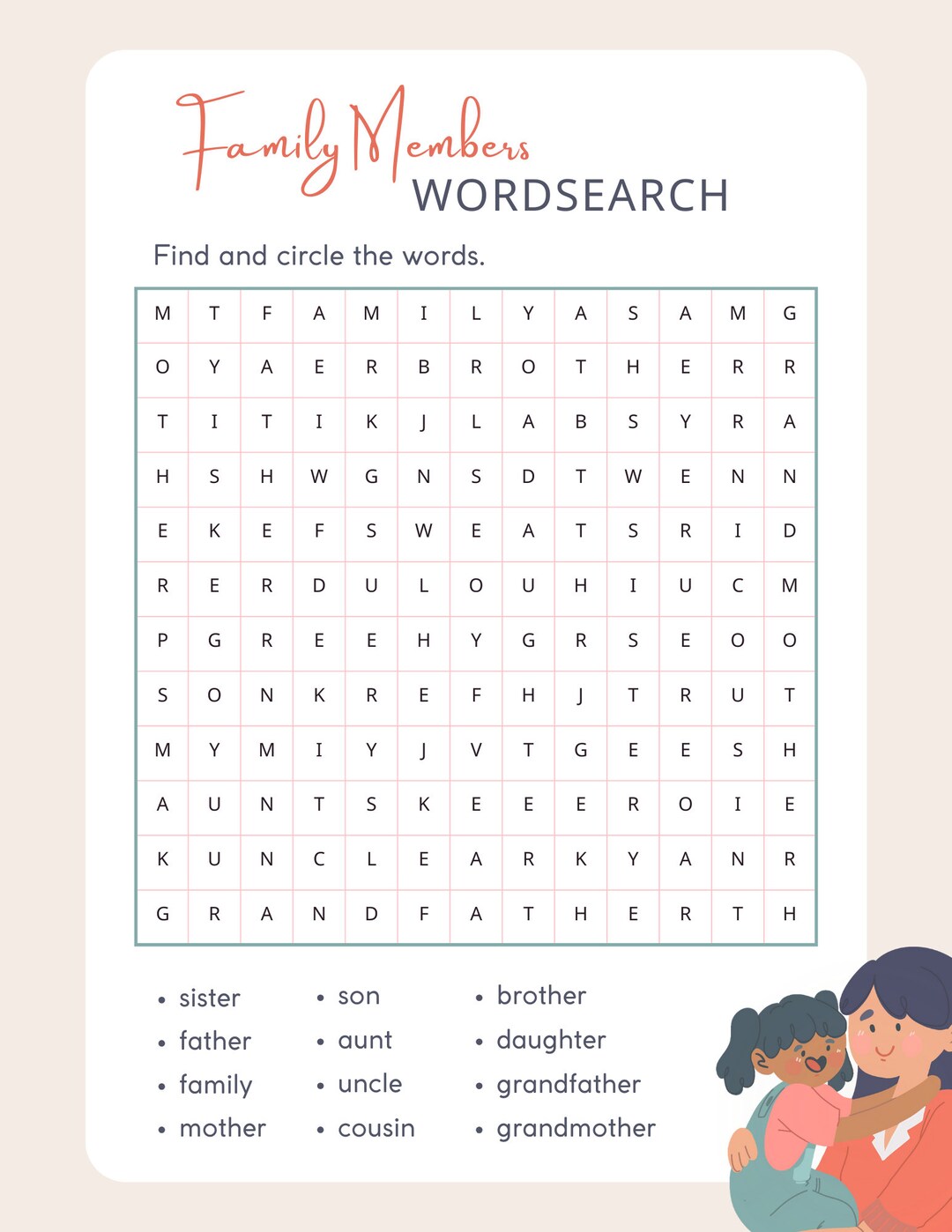 Family Member Word Searches - Etsy