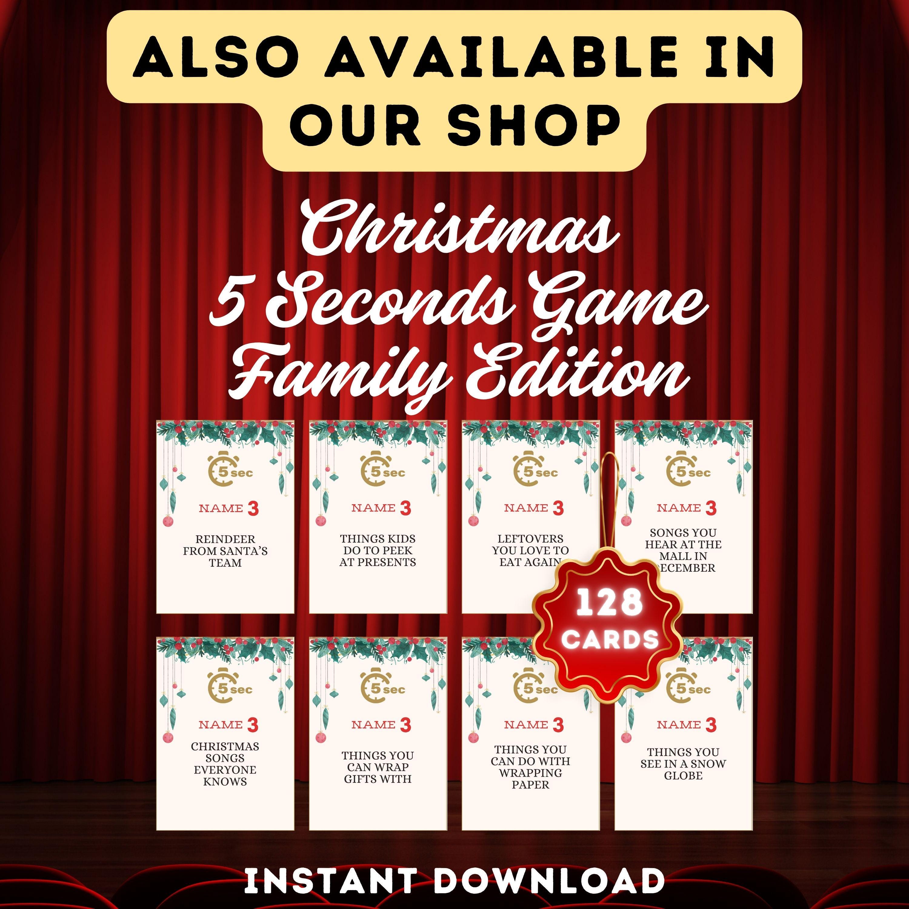Christmas Printable Party Games for Adults, 5 Seconds Feud Game, 144 ...