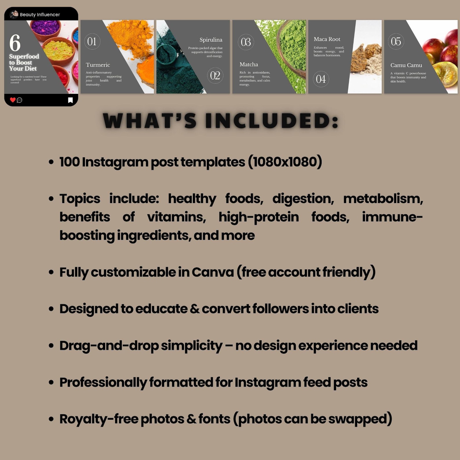 Nutrition Instagram Carousel Posts: Wellness Canva Templates - Etsy