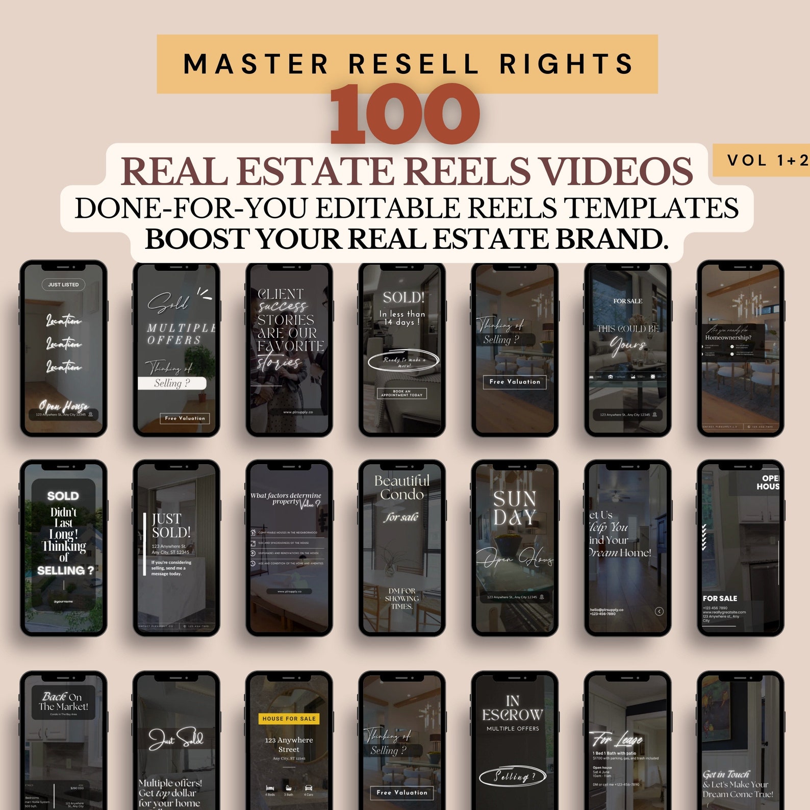 100 Real Estate Reels Templates: Realtor Instagram Marketing (PLR & MRR ...