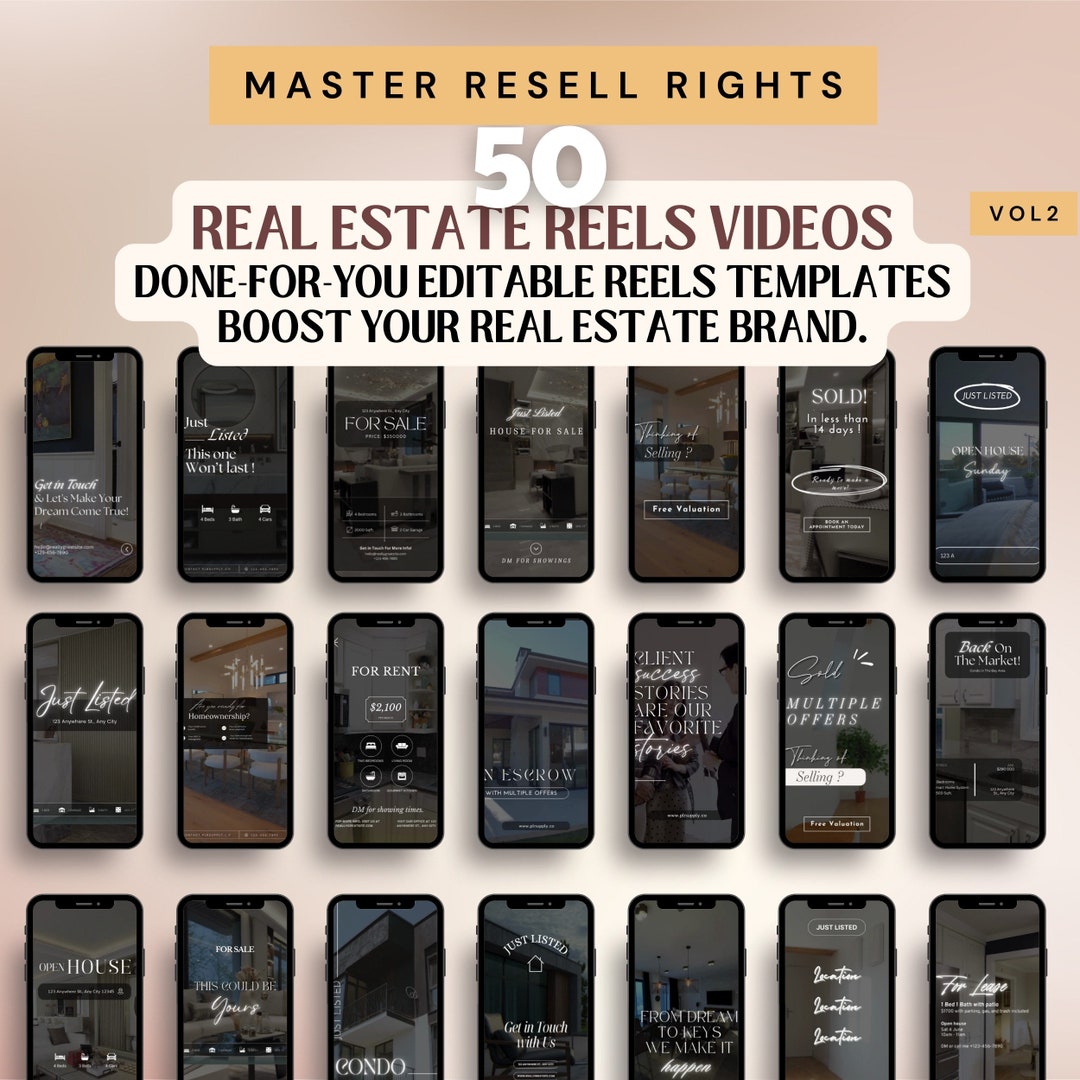 PLR Real Estate Reels Branding Videos Master Resell Rights Realtor ...
