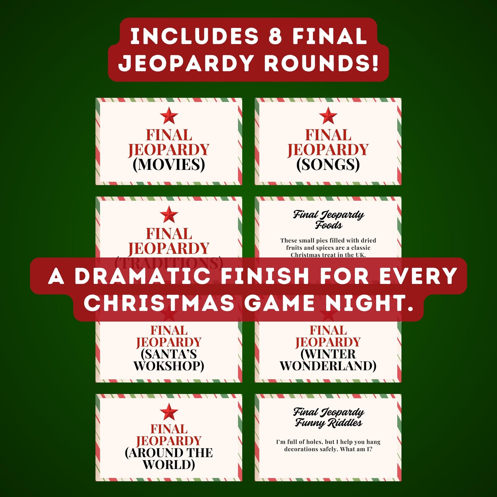 Christmas Jeopardy Game, Printable Party Family Games, Friendly Feud ...