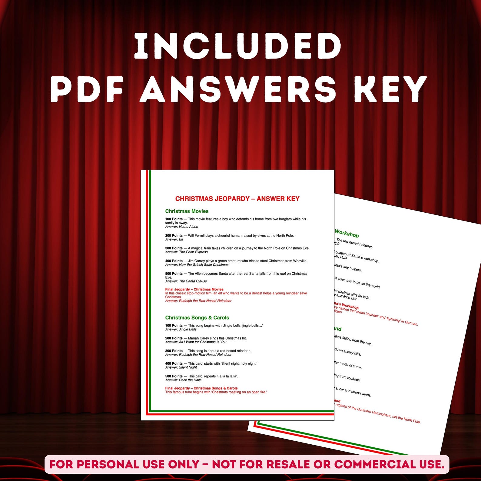 Christmas Jeopardy Game, Printable Party Family Games, Friendly Feud ...